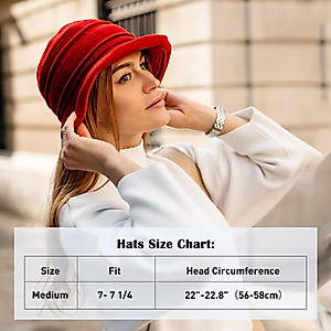 Comhats Womens Vintage Wool Felt Cloche Bucket Hat Winter Packable 1920s Fedora Bowler Church Derby Party Medium Black