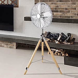Simple Deluxe Retro Tripod Fan, Home Air Circulation Nostalgic Vertical Fan, 3 Speeds, Adjustable Height, Silver-16 Inch, 16 Inch