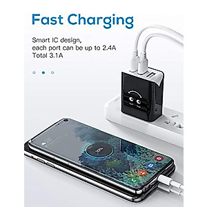USB Wall Charger, Upgraded UL Certified 3-Pack 3-Port 3.1A Charging Block USB Plug Cube Compatible for iPhone 11/Xs/XS Max/XR/X/8/7/6/Plus,iPad Air/Mini,Galaxy10/9/8/7,Note9/8,Nexus and More