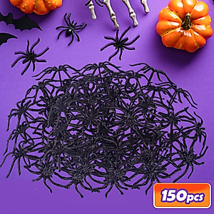 Garma 150 Pieces 1.96" Black Realistic Plastic Spider Rings Bulk, Halloween Rings for Kids, Perfect for Costume Accessories, Halloween Spider Party Favors Supplies, Trick or Treat Toys for Kids Fun