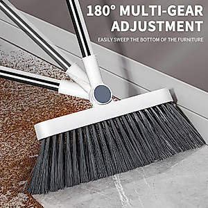 Broom and Dustpan Combo for Indoor&Outdoor Sweeping, Broom and Dustpan Set for Home, Long Handle Broom with Upright Standing Dustpan