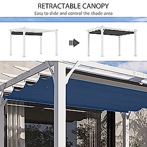 Outsunny 13' x 10' Outdoor Retractable Pergola Canopy, Wood Gazebo Sun Shade Shelter for Grill, Garden, Patio, Backyard, Deck