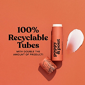 Poppy & Pout Pomegranate Peach Jumbo Lip Balm | All Natural Lip Balms & Moisturizers | Hydrates with Beeswax, Vitamin E, Organic Coconut Oil | Cruelty-Free | Lip Balm in Recyclable Cardboard Tube