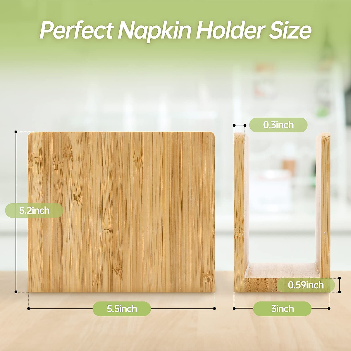 Napkin Holder Bamboo Vertical Napkin holder Wooden Napkin Holder, Natural Bamboo Wood Strong and Waterproof, Napkin Holder For Table, Kitchen and Countertops