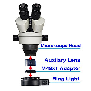 144 64 LED Ring Light Illuminator for Stereo Microscope, Adjustable Ring Light Lamp Industry Monocular Binocular Trinocular Soldering Stereo Repairing Microscope Video Camera (64 LED Detachable Plug)