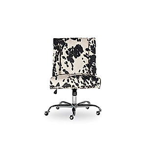 Linon Clayton Black Cow Print Office Chair, Metallic