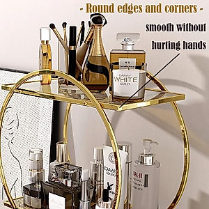 Denique Perfume Organizer Tray Bathroom Counter Organizer, 2 Tier Perfume Stand Makeup Organizer Countertop for Vanity, Skincare Holder Cosmetic Display Rack, Makeup Storage Shelf (Gold)