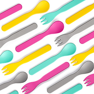 GET FRESH PLA Kids Spoons and Forks Set – 8-Pack Melamine Free Utensils for Kids & Toddlers – Biodegradable Childrens Cutlery Spoons and Forks – Reusable Microwave Safe PLA Kids Dinnerware