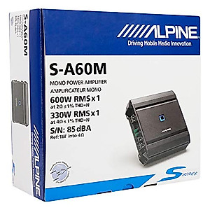 ALPINE S-A60M 600 Watt RMS Mono Car Audio Amplifier Subwoofer Class-D+Bass Knob