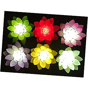 JAVAJU 4pcs Wedding Decor Floating Pond Lights Flower Floating Lights Fleur De Lis Decor Lilly Pads Flower Pool Light Chinese Wedding Decoration Floating Flowers for Pool Buddha Lamp Lily