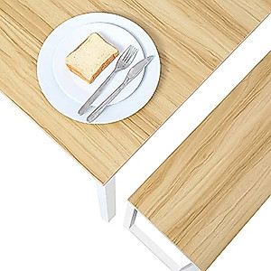 HOMOOI Dining Table Set for 4, 3 Pieces Kitchen Table with 2 Benches, Modern Wood Grains Table and Chairs Dinette Set for Home Kitchen, Dining Room, Restaurant, White