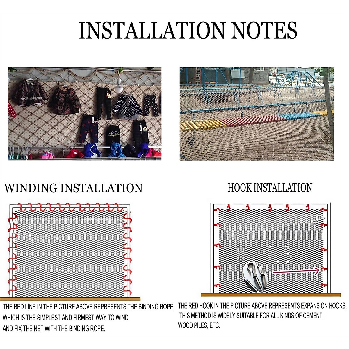 Cargo Net Rope Ladder Hemp Net, Child Safety Net, Anti-Fall Stair Nets, Fence Nets, Ceiling Decorative Nets, Hammocks,Mesh Hemp Rope Net Support Customization Safety Rope Net for Kids