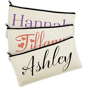 Zexpa Apparel Personalized Makeup Bag - 12 Font Type 9 Font Color 6x10 - Customize Name Travel and Cosmetic Pouch Organizer - Custom Make Up/Toiletry Bags - Christmas Gift