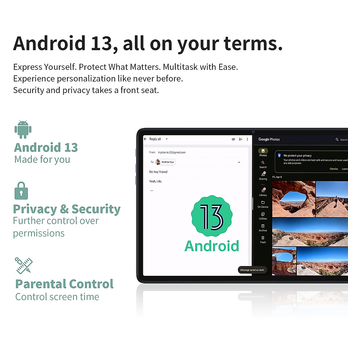 TECLAST P40HD Tablets HD Excellence 10 inch Tablets Android 13 Expandable Storage Gaming Tablet 4G LTE/SIM+5G WiF Tablet Long Lasting Battery Android Tablet Powerful Core Fast Tablet
