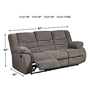 Signature Design by Ashley Tulen Modern Manual Pull Tab Reclining Sofa, Dark Gray