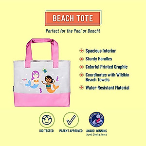 Wildkin Tote Bag for Kids & Adults, Measures 19.5 x 13 x 4.5, Polyester Fabric Travel Tote Bags, Features Two Durable Carrying Handles with Moisture-Resistant Interior Lining (Mermaids)