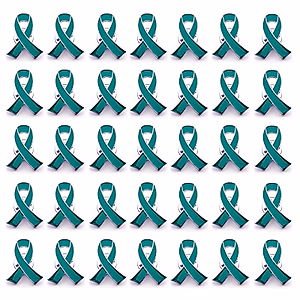 50pcs Teal Ribbon Awareness Pins Cervical Ovarian Cancer Awareness Products Pin