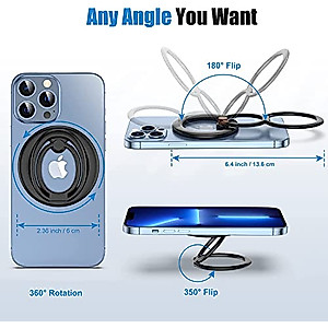 SUPERONE for MagSafe Phone Ring Holder, Adjustable Magnetic iPhone Kickstand, Phone Ring Stand, Removable Ring Grip Wireless Charging Only Compatible with iPhone 15 &14 & 13 & 12 Series & MagSafe Case