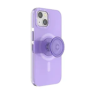 PopSockets: iPhone 13 Case with Phone Grip and Slide Compatible with MagSafe, Phone Case for iPhone 13, Wireless Charging Compatible- Violet