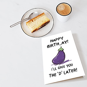 Chenive Happy Birthday Card for Wife Girlfriend, Naughty Birthday Greeting Card for Her, Funny Rude Bday Card, I’ll Give You The D Later