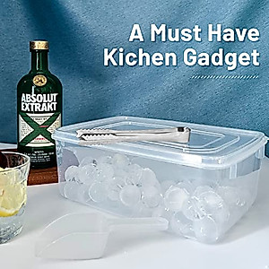 Ice Cube Tray, Round Ice Cube Trays for Freezer, Circle Ice Ball Maker Mold Making 1.2in X 99PCS Sphere Ice Chilling Cocktail Whiskey Coffee, 3 Pack Ice Trays with Lid & Bin & Ice tong & Scoop (White)