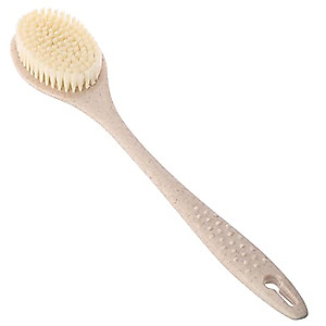 Love&Mini Bath Brush Back Scrubber Soft Shower Body Brush with Natural Wheat Straw Handle (Nordic Beige)