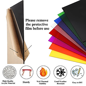 8 Pack Colored Acrylic Sheets 8 X 12 Inch, Translucent Cast Acrylic Sheet Plexiglass Sheet 1/8 Inch Thick Acrylic Panel Colored Plastic Sheets for Art Crafts Painting DIY Display, 8 Colors