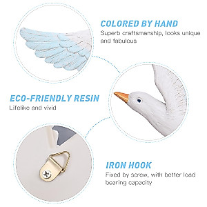 BESPORTBLE 3pcs Resin Birds Dove Wall Art Decorations ResinNautical Beach Seagulls Ornaments for Garden Coastal Wall Sculptures Decorations