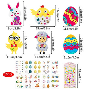mengooo Easter Craft Kits for Kids,6 Pieces DIY Rabbit Felt Craft Ornaments,Easter Spring Party Decorations,Felt for Kids Wall,DIY Decals Art Ornaments Gift for Kids Window Scrapbook
