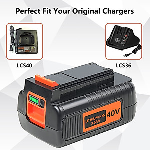 DTK 3.6Ah MAX Battery Replacement for Black and Decker, 40V Lithium Ion Battery LBX2040 LBX36 LBXR36 LBXR2036 LST540 LST136W 40V Lithium Battery Replacement