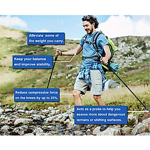 EASY BIG Walking Stick Trekking Poles Collapsible Hiking Poles - Auminum Alloy 7075 Trekking Sticks,Antishock and Quick Lock System, Telescopic, Collapsible, Ultralight
