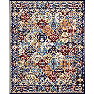 Nourison Grafix Traditional Multicolor 7'10" x 9'10" Area Rug, Easy Cleaning, Non Shedding, Bed Room, Living Room, Dining Room, Kitchen (8x10)