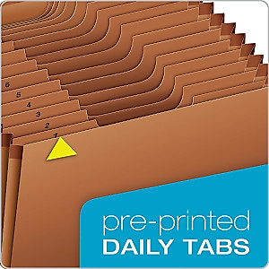 Globe Weis Globe-Weis/Pendaflex Heavy Duty 31-Pocket Expanding File with Flap, 1-31 Index, Letter Size, Brown, (R117DLHD)