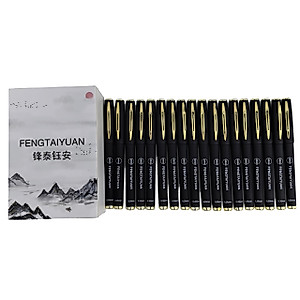 Fengtaiyuan 038P18, Gel Ink Rollerball Pens, Black Ink, Ultra FIne 0.38mm, 18 Pack, Writing Smooth, Cool Pens (0.38mm-Black-18Pack)