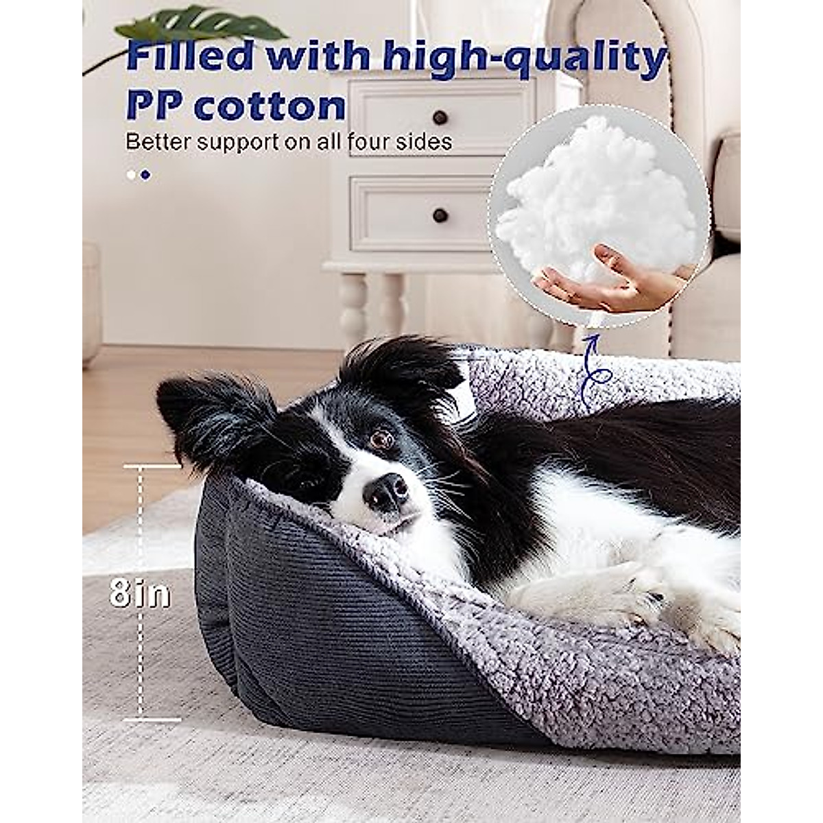AIPERRO Dog Beds for Small Dogs 25 * 21In, Dog Bed Small Size Dog Washable, Orthopedic Dog Bed Indoor, Sofa Bed Soft Sleeping Puppy Dog Beds Breathable Cuddler Pet Bed with Anti-Slip Bottom
