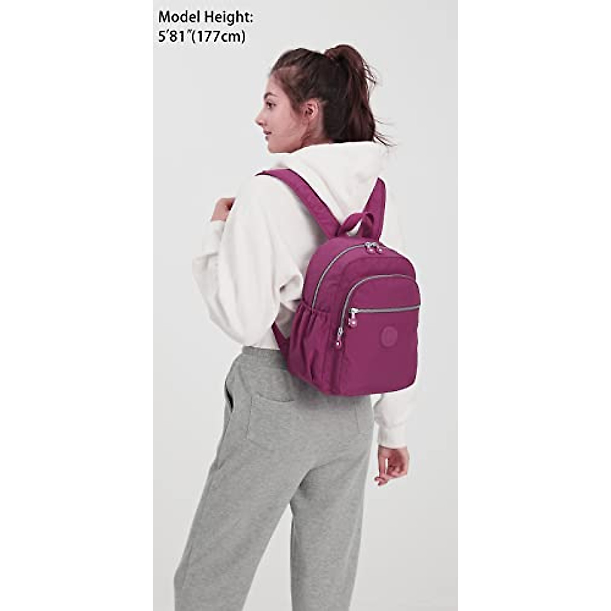 KAIERWOKE Small Nylon Backpack Mini Casual Lightweight Daypack Backpacks for Women (Light purple)