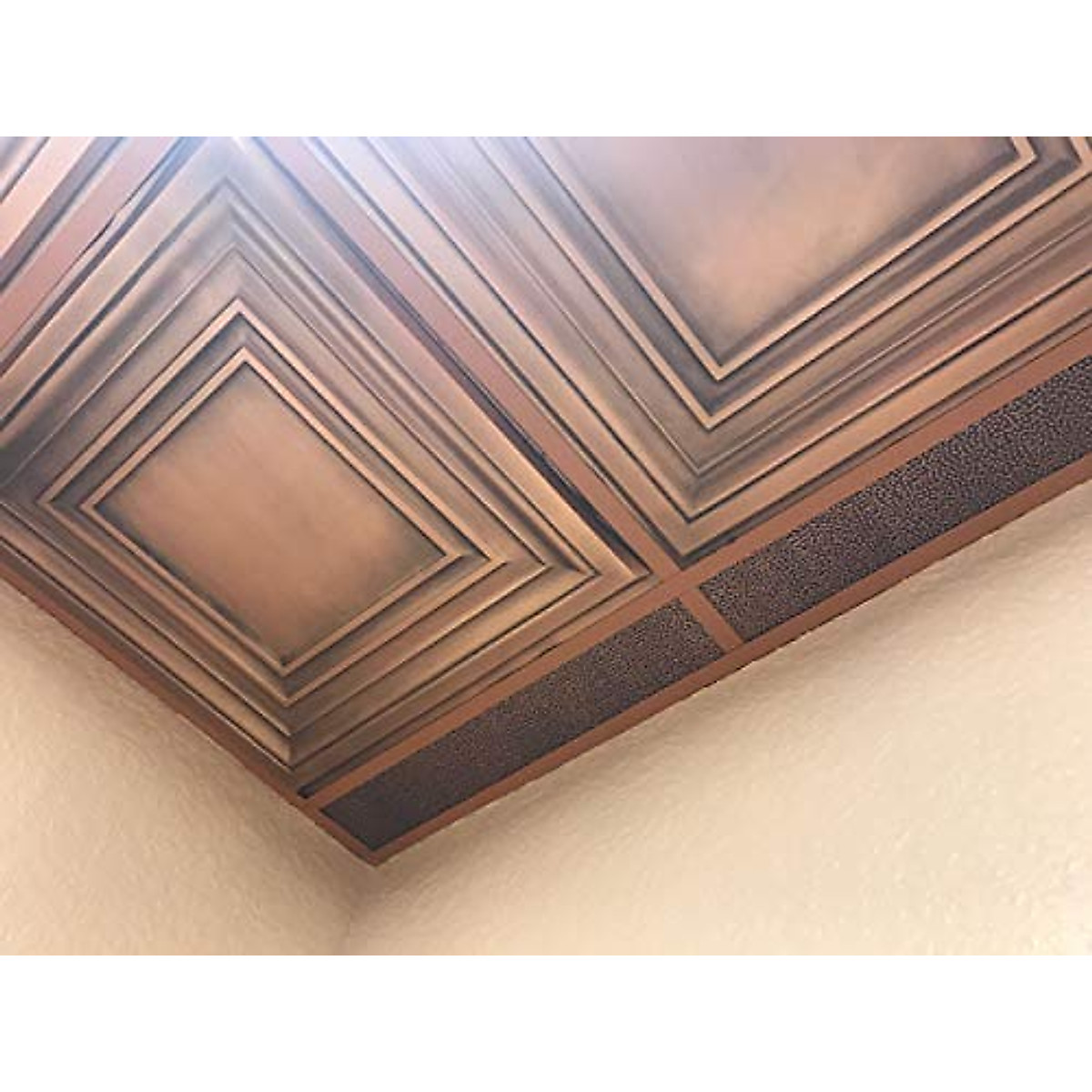 From Plain To Beautiful In Hours F07 Hammered Filler PVC 2' x 2' Lay-in or Glue-up Ceiling Tile (Covers / 100 sq.ft), Antique Copper, 25 Piece