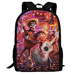 PTZHENGMAN Anime Backpack Movie Coco Canvas Couple Backpacks for Man Women Daily Quick Drying Simple Cartoon Daybags