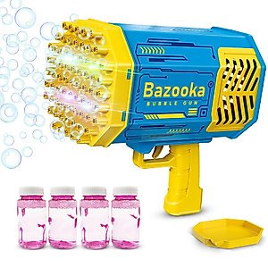 Big Rocket Boom Bubble Blower - 69 Holes Bubbles Rocket Launcher Gun Machine with Colorful Lights for Adults Kids, Giant Foam Maker Guns Toys Wedding Outdoor Party Favors Gift