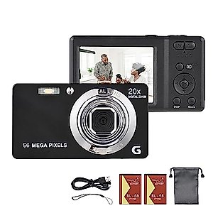 Andoer Kids Camera, 2.7-inch TFT Portable Digital Camera 56MP 4K Ultra HD 20X Zoom Auto Focus Self-Timer Face Detection Anti-Shaking with 2pcs Batteries Hand Strap Great Gift for for Kids Teens