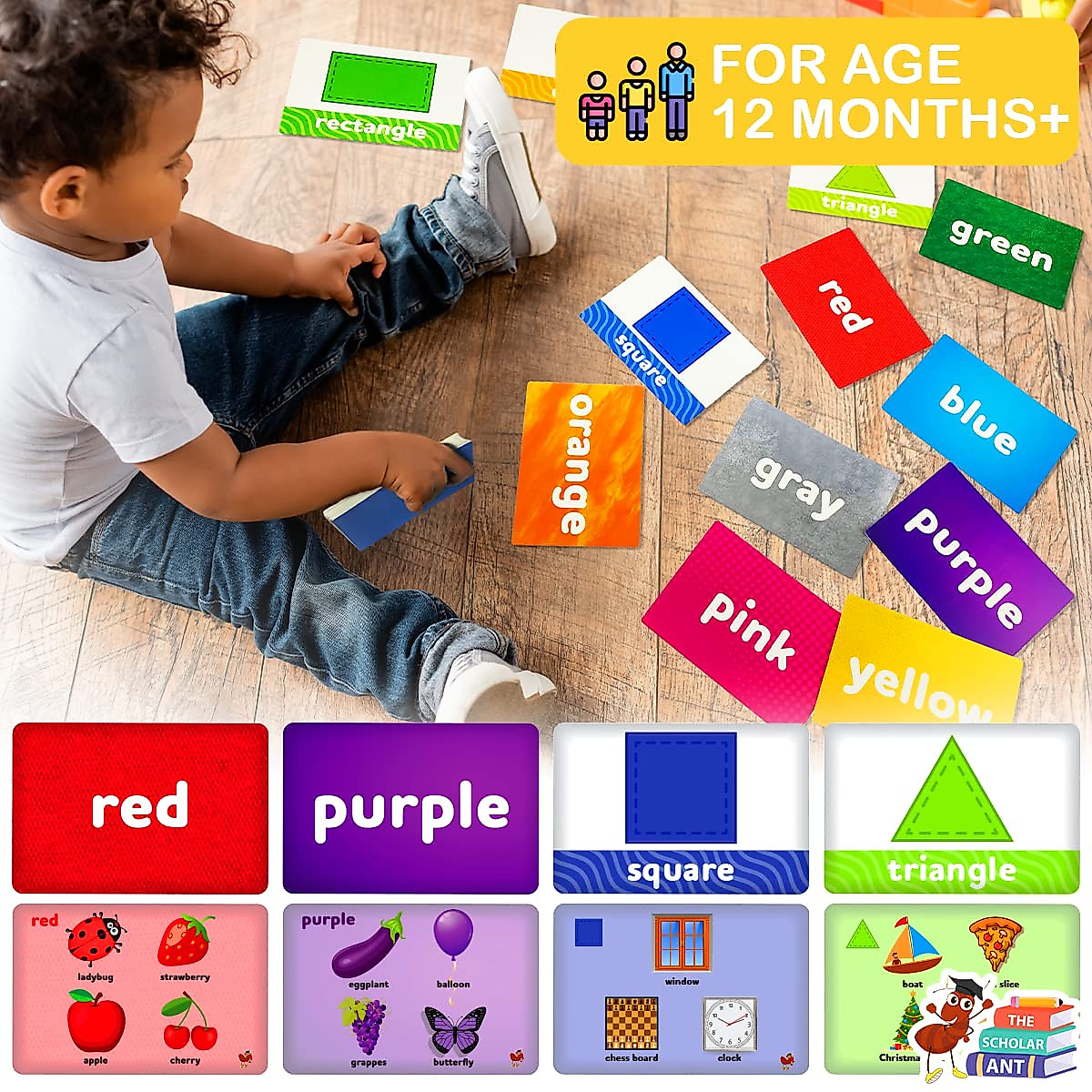 My First Baby Flash Cards for Toddlers 1-2 Years - 150 Big Toddler Flash Cards - 300 Sides - Educational Toys Gift for 1+ Year Old Boy Girl - Alphabet Number First Words Animal Color Shape Body Parts