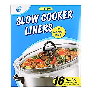 16 Bags Slow Cooker Liners, Disposable Multi Use Cooking Bags,Large Size Fit 3QT to 8QT, Plastic Bags for Slow Cooker, Pans, Aluminum Cooking Trays, BPA Free-13 x 21 Inches, 3 quarts (16)