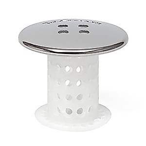 TubShroom Tub Drain Hair Catcher, Chrome – for Bathroom Drains, Fits 1.5” – 1.75” Bathtub and Shower Drains, White