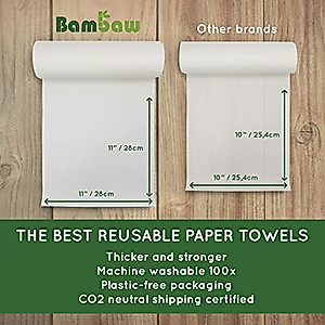 Bambaw Reusable Paper Towels | Eco Friendly Paper Towels | Reusable Paper Towels Washable Roll | Bamboo Paper Towels | Strong & Thick Bamboo Kitchen Paper Towels | Soft On Skin, Quick Dry | 20 Wipes