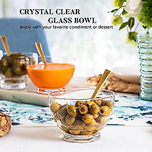 Hand Blown Glass Dessert Bowls – Set Of 4 Crystal Dessert Cups and Gold-Plated Spoons – Lead-free Ice Cream Bowls for Appetizers, Condiments and Cocktails by Lumi & Numi, 12 oz.