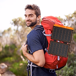 FlexSolar 20W Portable Solar Panel, High-Efficiency Monocrystalline PV Module Power Charger with Dual USB Ports for Phones, Tablets, Power Bank, Camera and Other Off-Grid Applications