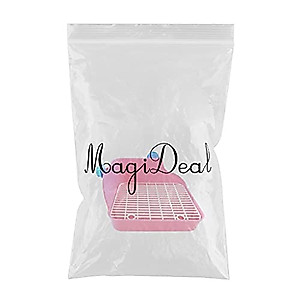 MagiDeal Rabbit Litter Box Toilet for Small Animal Bunny Rabbits Guinea Pig Galesaur Ferrets Corner Litter Pan Potty Trainer Small Pets Cage Toilet Bedding Box, Pink