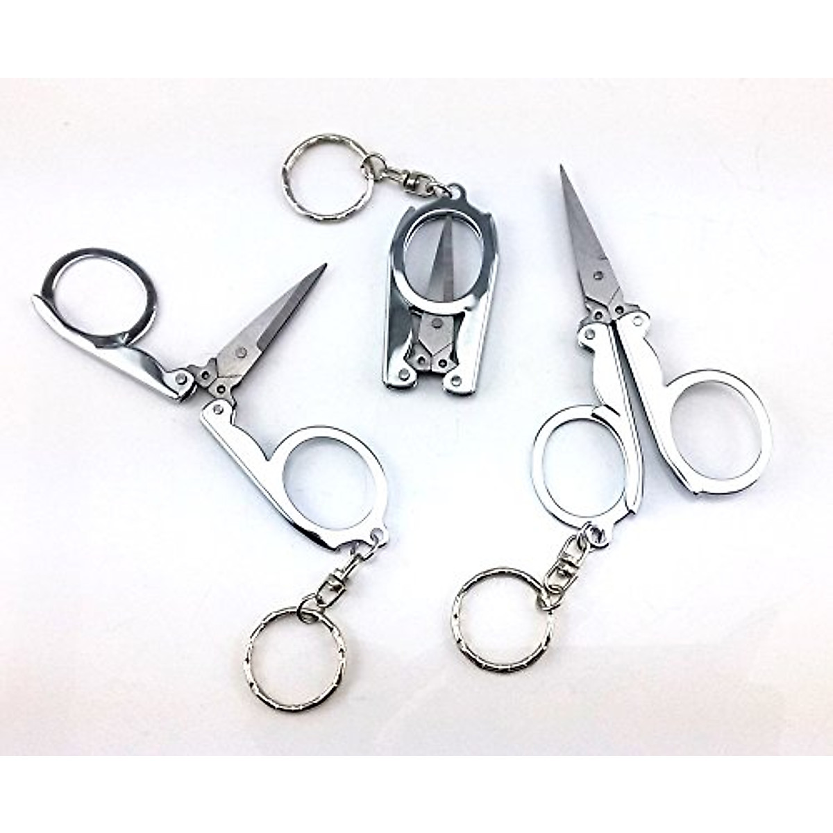yueton 3pcs Stainless Steel Folding Travel Scissors Cutter with Key Ring