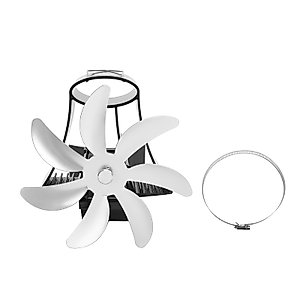 Wood Stove Fan 7 Blade Heat Powered Silent Motors Magnetic Wall Mount (Silver)