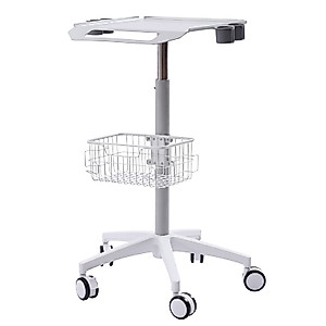 RustyVioum Mobile Trolley Cart Medical Cart with Wheels, 33.46*43.71inch Height Adjustable Dental Cart Rolling Desktop Lab Cart, 55.12lbs Dental Equipment Holder Car w/19.3*16.9inch Large Tabletop